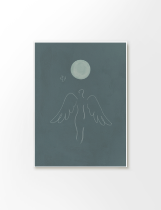 Guardian Angel — Midnight Blue | Christian Wall Art | Muted Palette ...