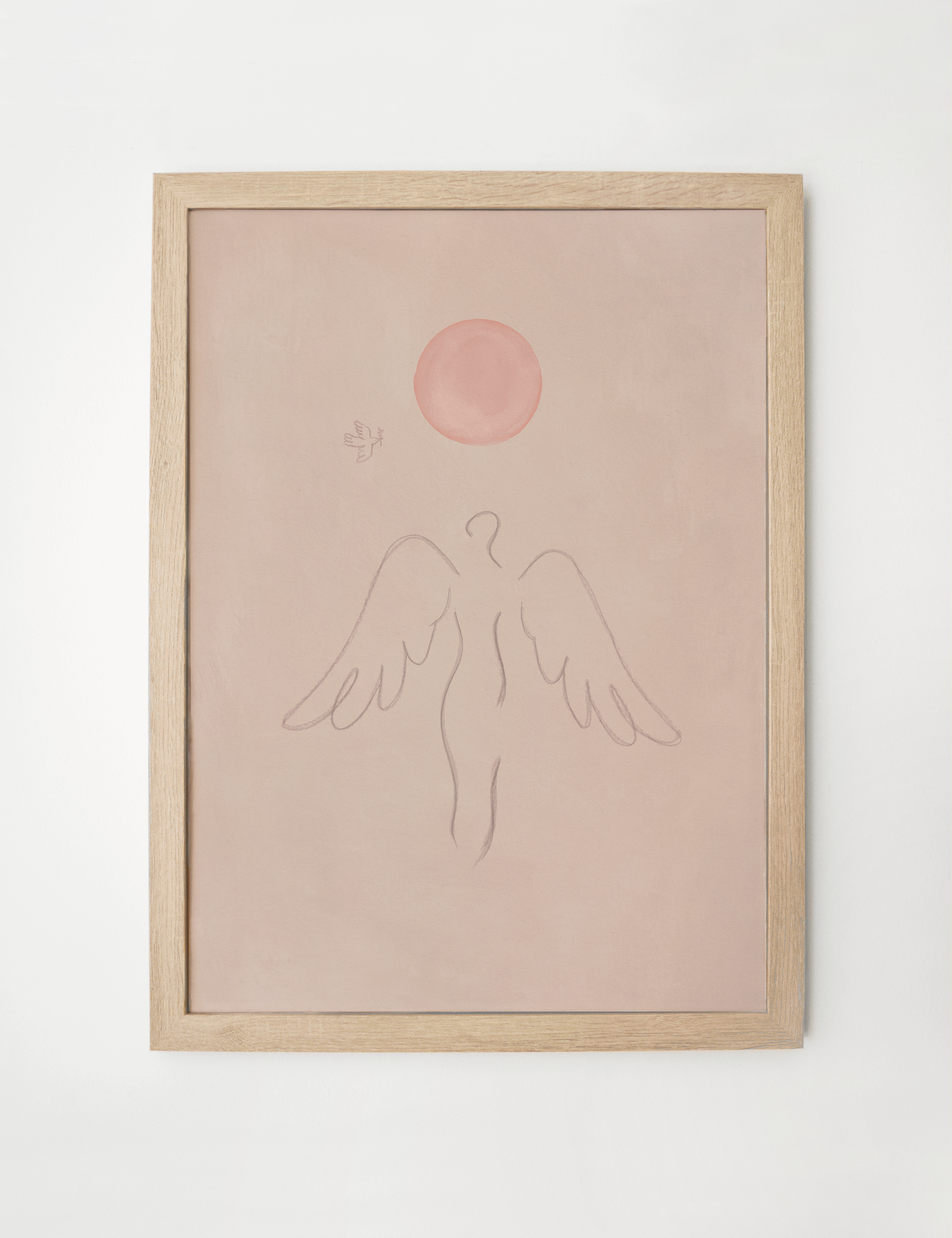 Guardian Angel — Pink Pastel | Christian Wall Art | Neutral Palette ...